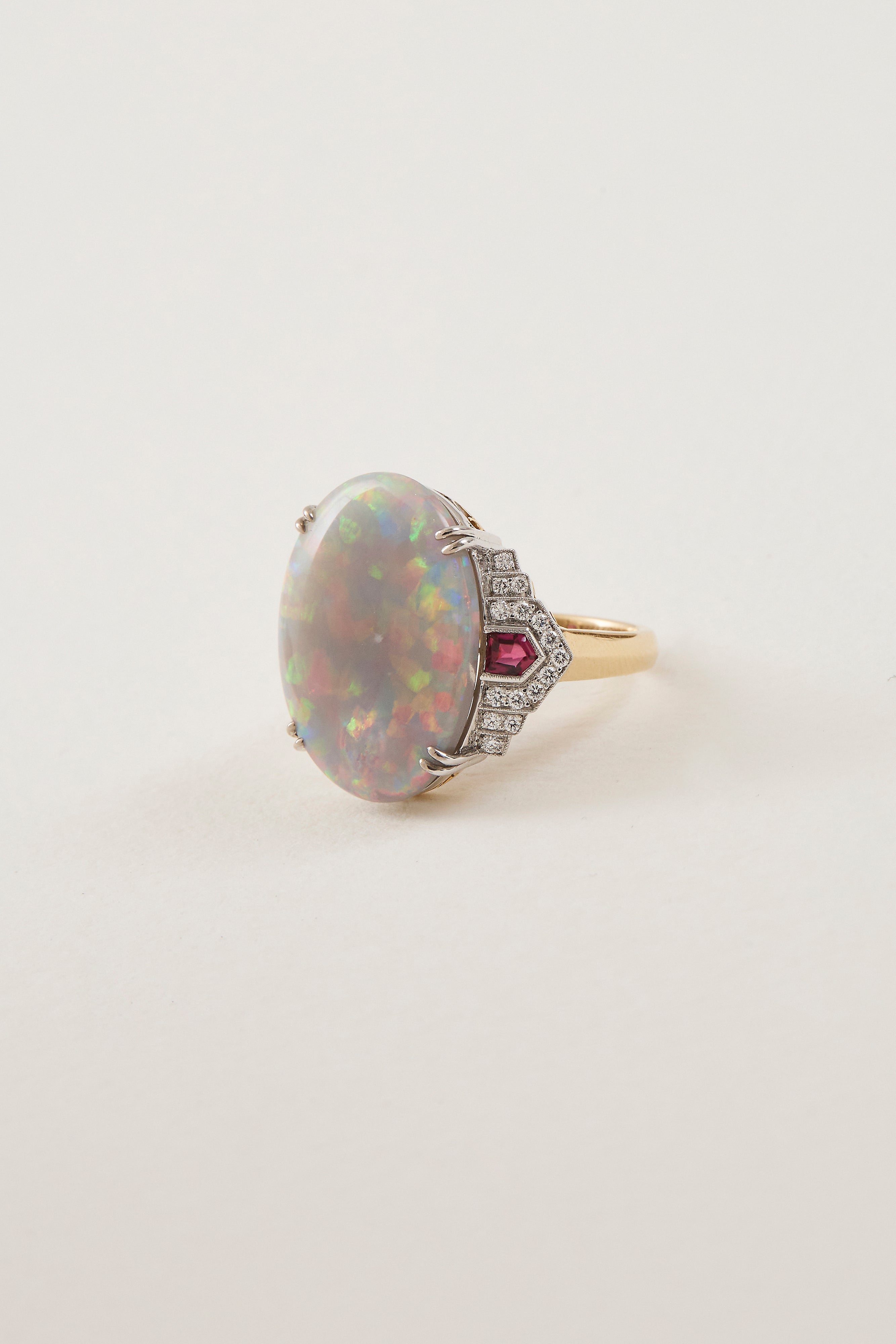 Opal and Ruby Art Deco Design Ring – Keshett Jewellery